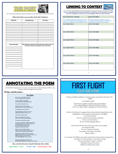 First Flight - U.A. Fanthorpe - Comprehension Activities Booklet ...