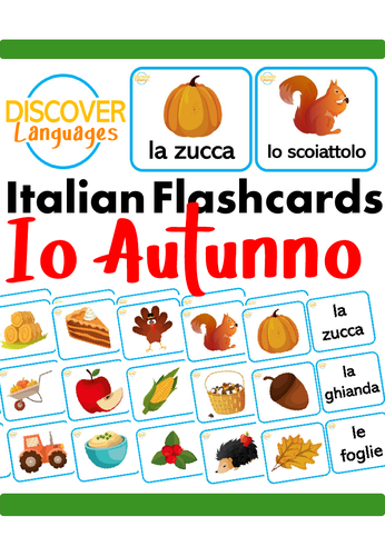 Italian Vocabulary Flashcards - Autumn Fall Season and Thanksgiving ...