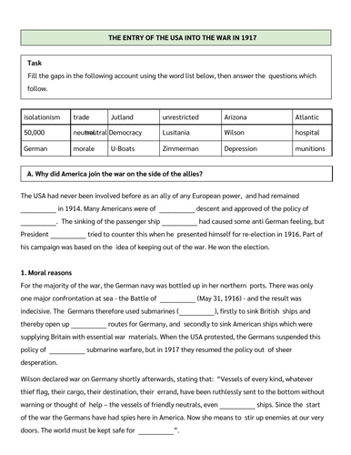 Why did Germany lose WWI? USA's entry | Teaching Resources