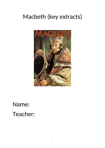 Macbeth / Year 7 / 28 lessons / All resources | Teaching Resources