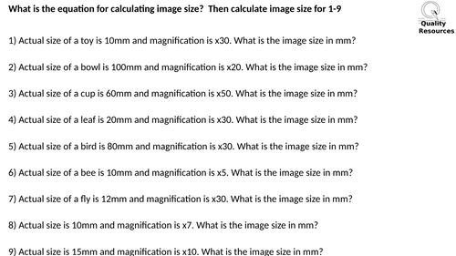KS3 Magnification Worksheets with Answers | Teaching Resources