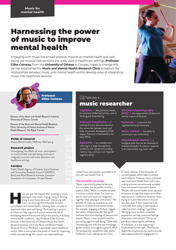 Harnessing the power of music to improve mental health | Teaching Resources
