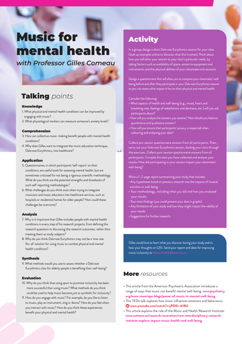 Harnessing the power of music to improve mental health | Teaching Resources