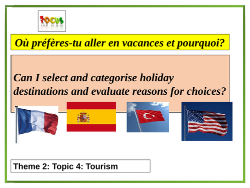 FRENCH GCSE TOURISM HOLIDAY PREFERENCES | Teaching Resources