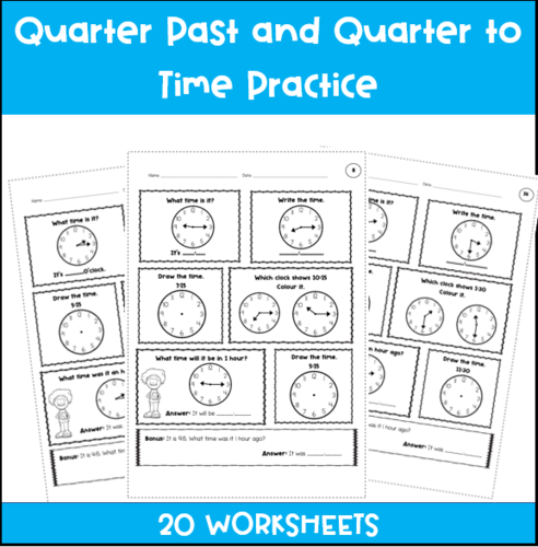 Telling Time-quarter past and quarter to | Teaching Resources