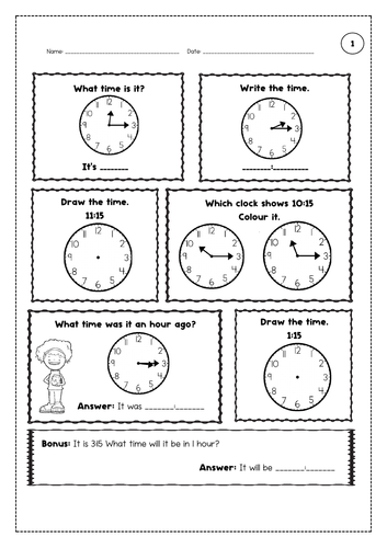 Telling the Time Worksheets | KS1 Maths | Quarter Past, Quarter To ...