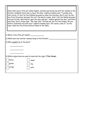 The Tiger Who Came to Tea- Week's worth of reading lessons (need ...