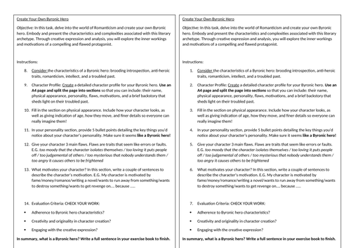 Create Byronic Hero Understanding Byronic Hero | Teaching Resources