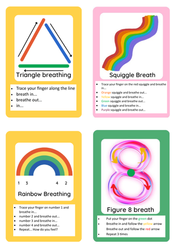 Daily Breathing Cards, relaxing prompt cards, anxiety relief cards ...
