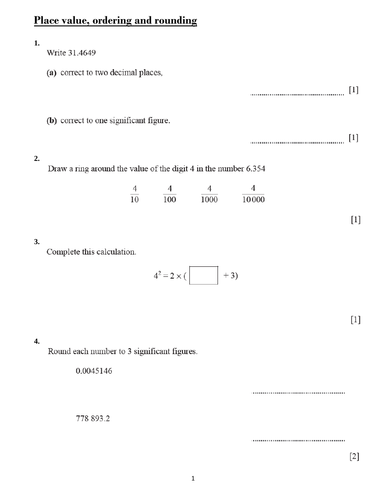 Year 7 Math Exam Practice (Topical Checkpoint Exam- Unit: Numbers ...