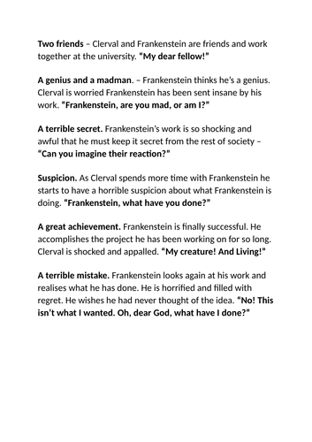 L2 Frankenstein the Play Act 1 | Teaching Resources