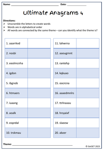 English Anagrams II | Teaching Resources