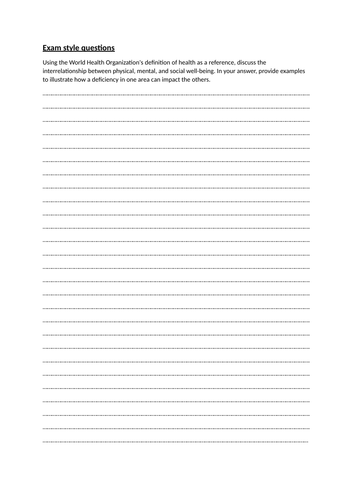 Health and wellbeing exam style questions IGCSE PE Physical Education ...