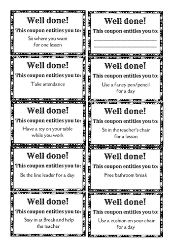 FREE Individual student reward coupons | Teaching Resources