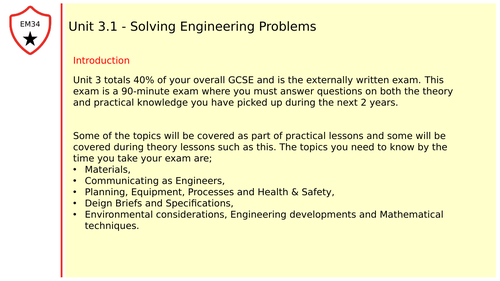 Eduqas Wjec Engineering (New Spec) Unit 3 | Teaching Resources
