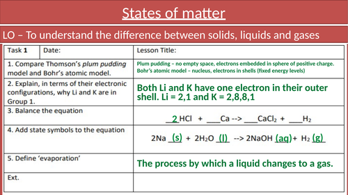 AQA GCSE Chemistry C3 - States of Matter | Teaching Resources