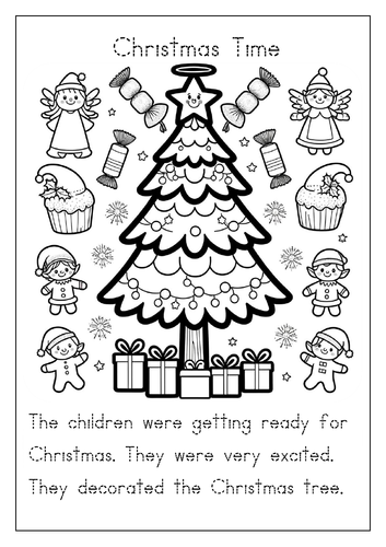 10 Christmas Tree Colouring and Writing Sheets | Teaching Resources