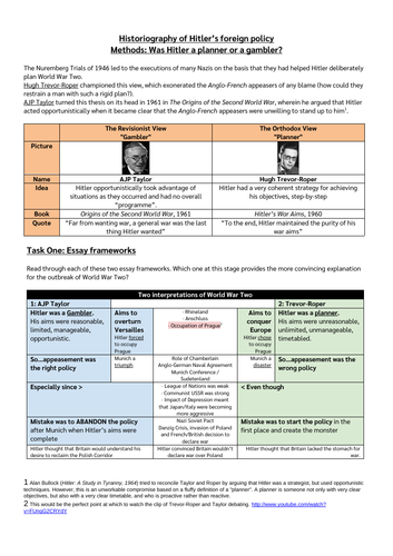 Was Hitler a planner or a gambler? | Teaching Resources
