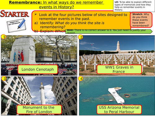 Remembrance In what ways do we remember events in History | Teaching ...