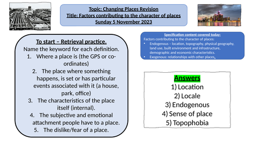 Changing places - lesson 3 - Endogenous and exogenous factors fully ...