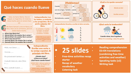 Viva 1, Module 2.3 - Qué haces cuando llueve | Teaching Resources