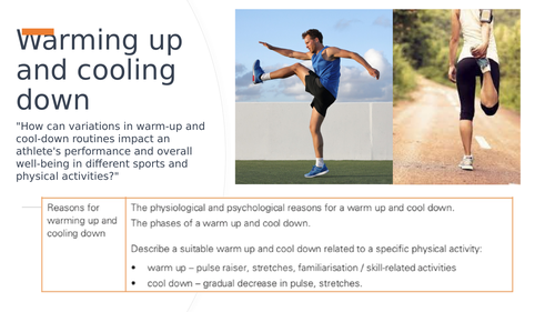 Warm up and cool down lesson IGCSE PE Physical Education | Teaching ...