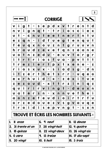 FRENCH NUMBERS 0-31 WORD SEARCHES | Teaching Resources