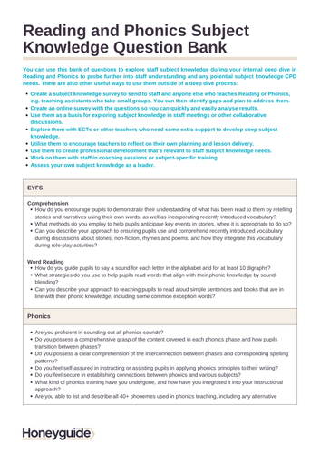 Early Reading & Phonics Deep Dive Subject Pack | Teaching Resources