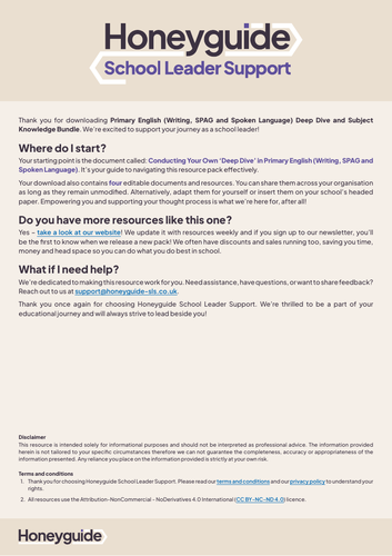 Primary English Deep Dive & Subject Knowledge Pack | Teaching Resources