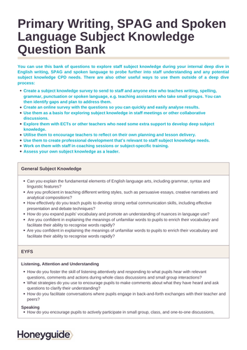 Primary English Deep Dive & Subject Knowledge Pack | Teaching Resources