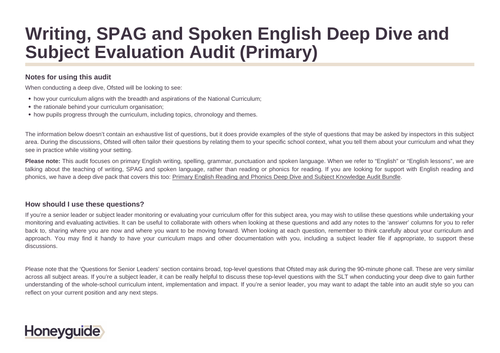 Primary English Deep Dive & Subject Knowledge Pack | Teaching Resources