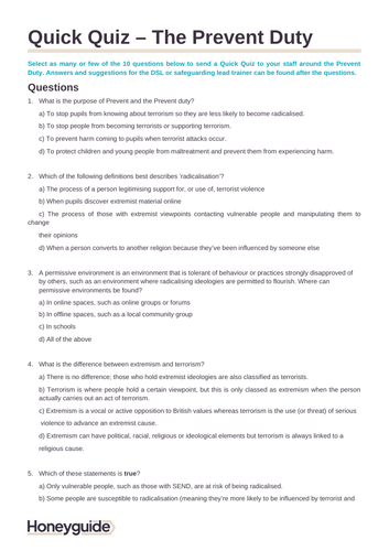 Prevent Duty Awareness CPD Training | Teaching Resources