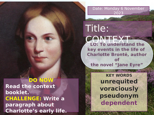 Jane Eyre KS3 - Lesson Plan - Charlotte Bronte and Chapter 1 Part 1 ...