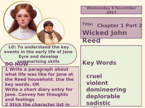Jane Eyre - KS3 Lesson Plan Chapter 1 Part 2 | Teaching Resources