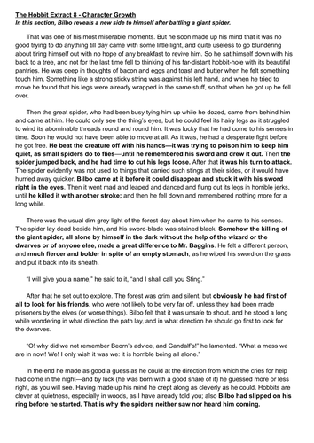 The Hobbit - Bilbo's Growth | Teaching Resources