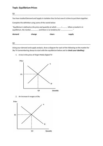 A level Economics Equilibrium | Teaching Resources