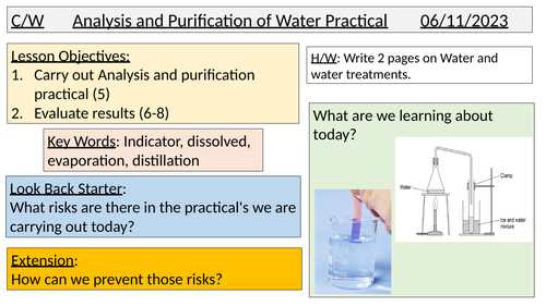 Analysis and purification of water practical GCSE CHEM | Teaching Resources