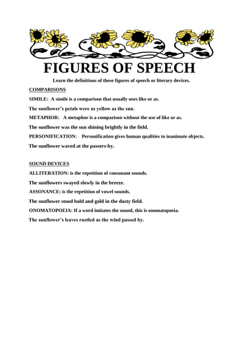 Figures of speech Revision | Teaching Resources