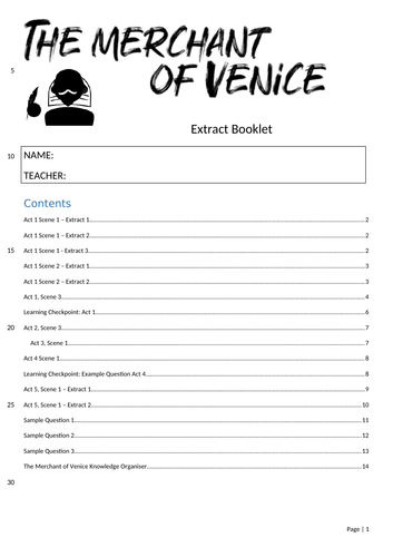 Merchant of Venice Extract Booklet | Teaching Resources