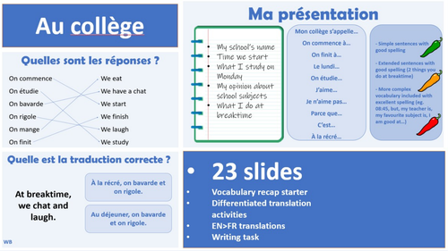 Studio 1, Module 2.4 - Au collège | Teaching Resources