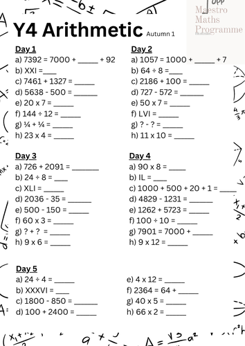 Year 4 Arithmetic Week 1 | Teaching Resources