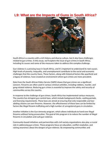 South Africa Guns | Teaching Resources