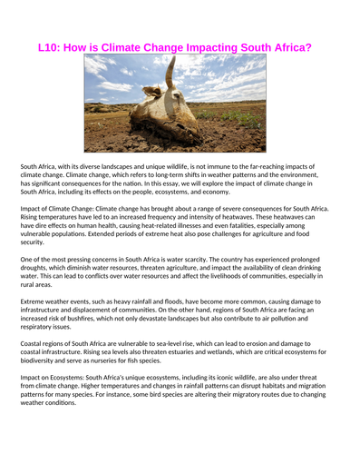 Climate Change South Africa | Teaching Resources