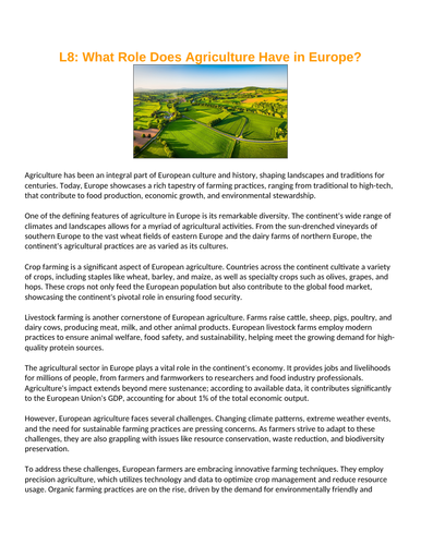 Europe Farming Agriculture | Teaching Resources