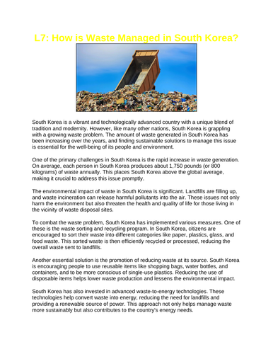 South Korea Waste | Teaching Resources