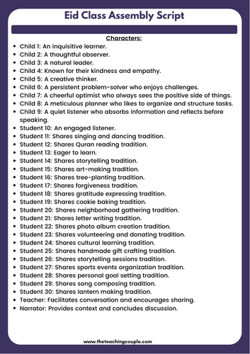 Eid Class Assembly Script | Teaching Resources