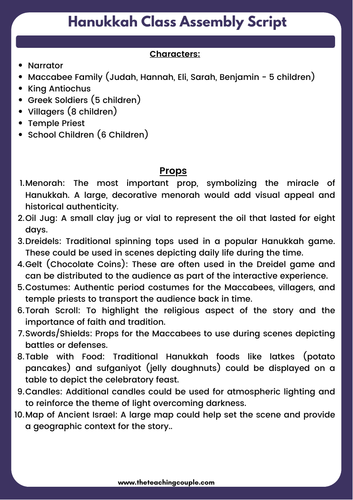 Hanukkah Class Assembly Script | Teaching Resources