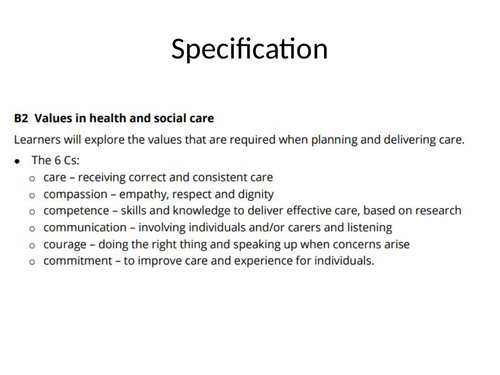BTEC Health and Social Care Component 2B Care Values KS4 | Teaching ...