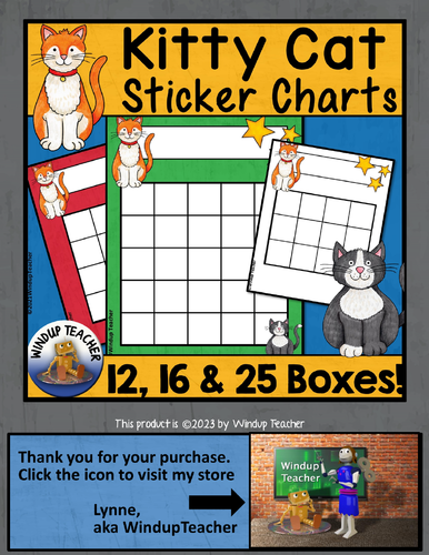 Cat Sticker Charts Printable Reading Incentive Reward Reproducibles ...