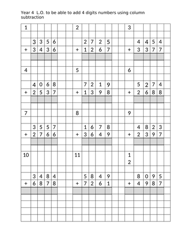 Year 4 Mathematics - Formal Layout - Addition Subtraction and ...